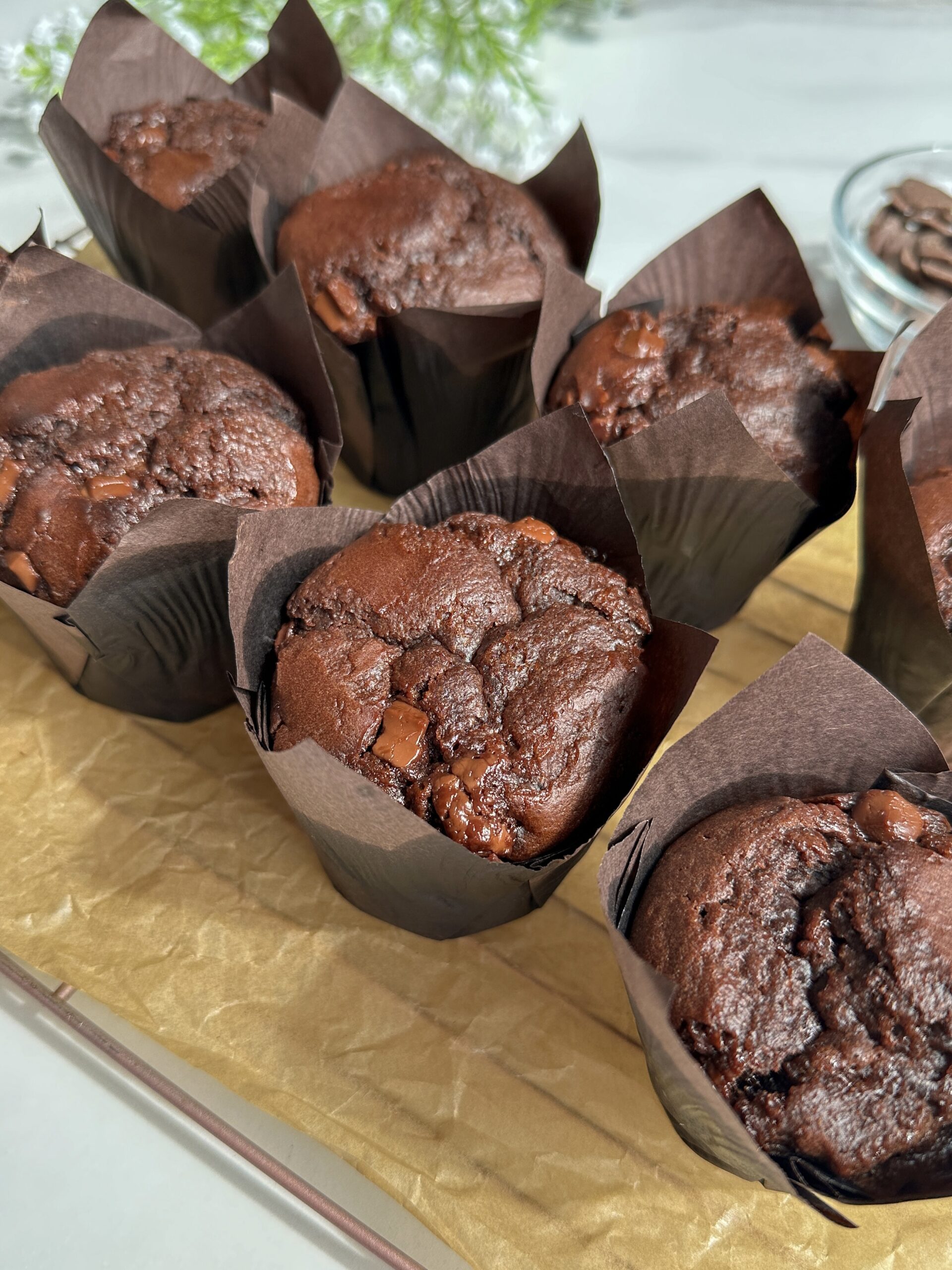 Double Chocolate Protein Muffins- lower calorie, sugar free - Eliya Eats